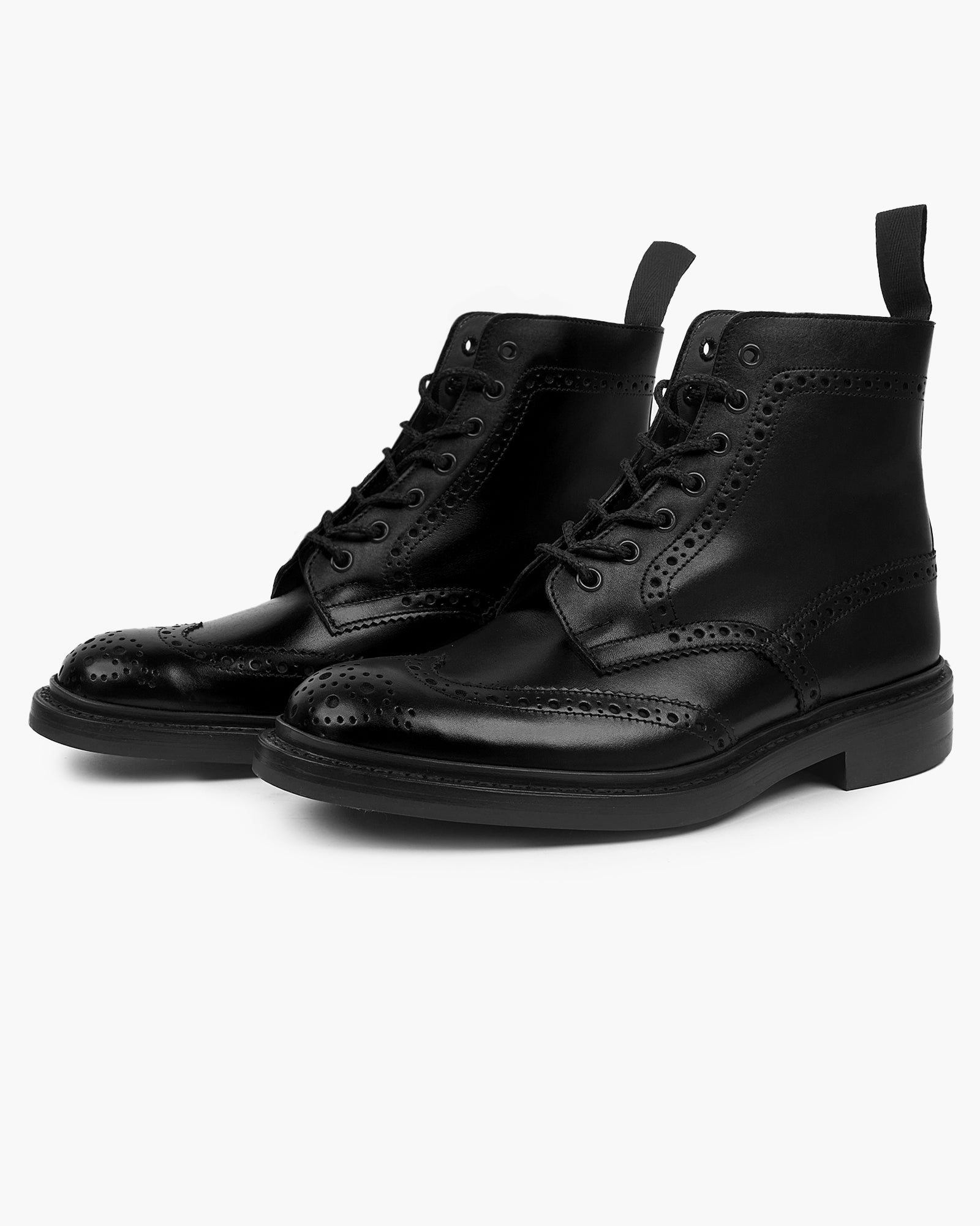 Trickers Stow Country Brogue Derby Boot - Black Calf / Dainite Sole ...