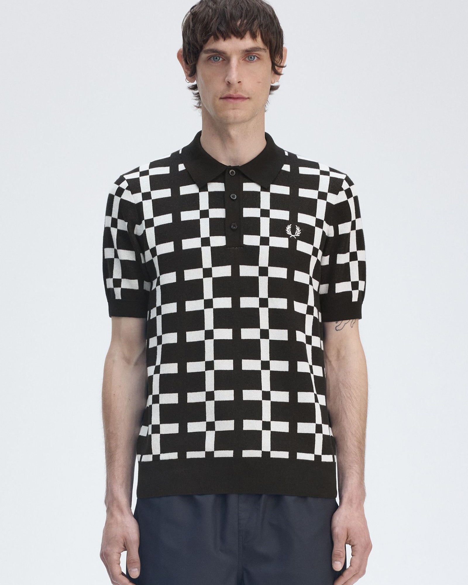 Fred Perry Geometric Jacquard Knit Polo Shirt - Black – JEANSTORE