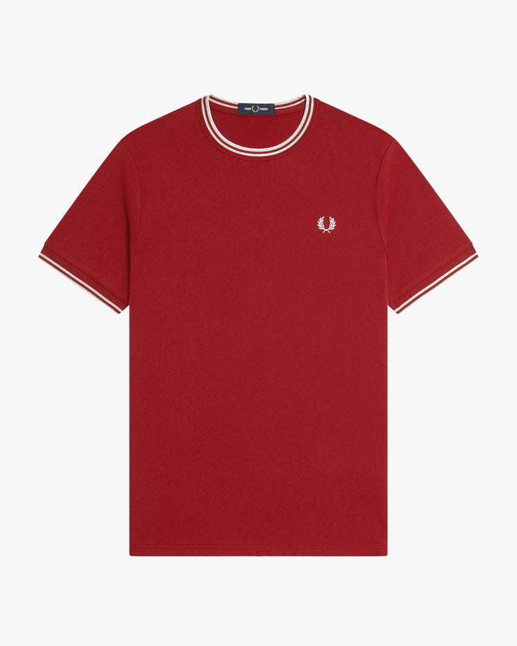 Fred Perry Twin Tipped T Shirt - Burnt Red / Snow White – JEANSTORE