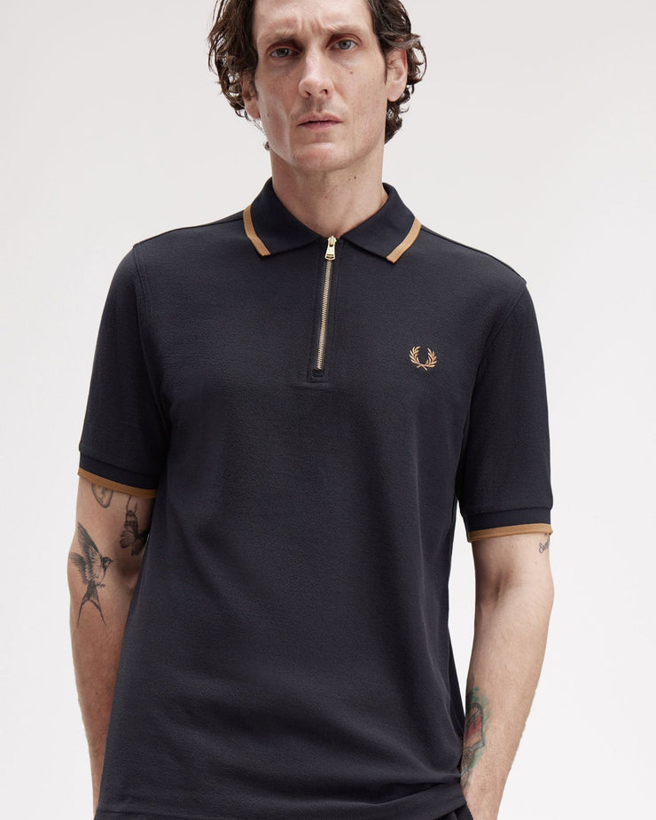 Fred Perry Crepe Pique Polo Shirt - Black – JEANSTORE