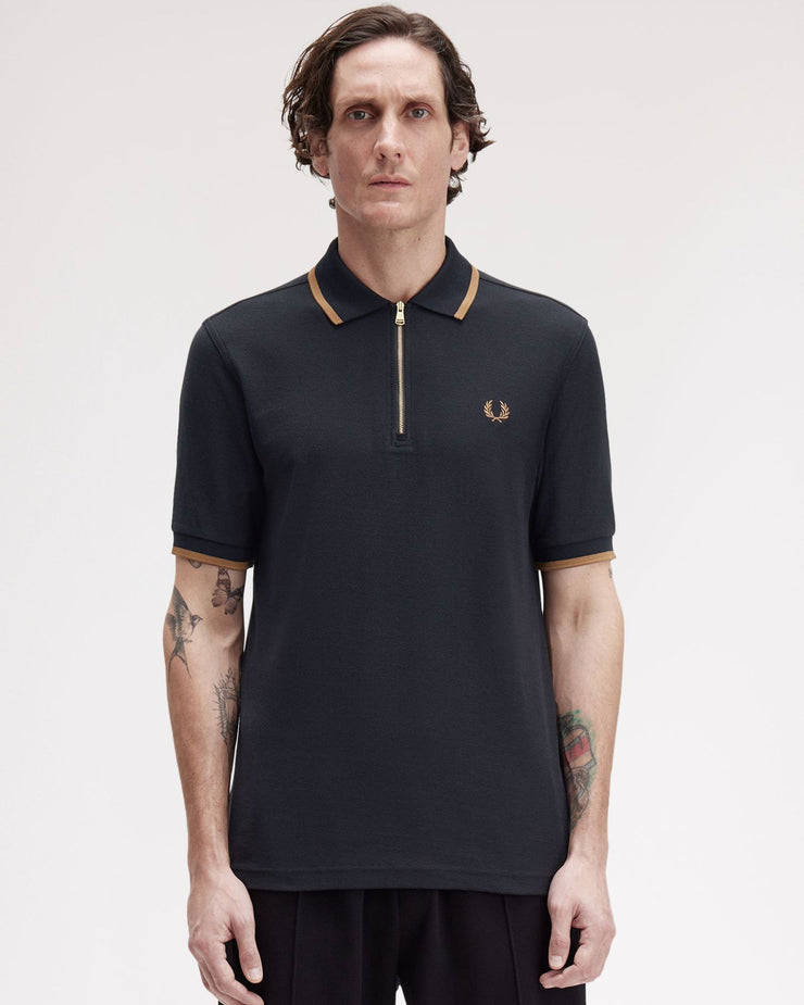 Fred Perry Crepe Pique Polo Shirt - Black – JEANSTORE