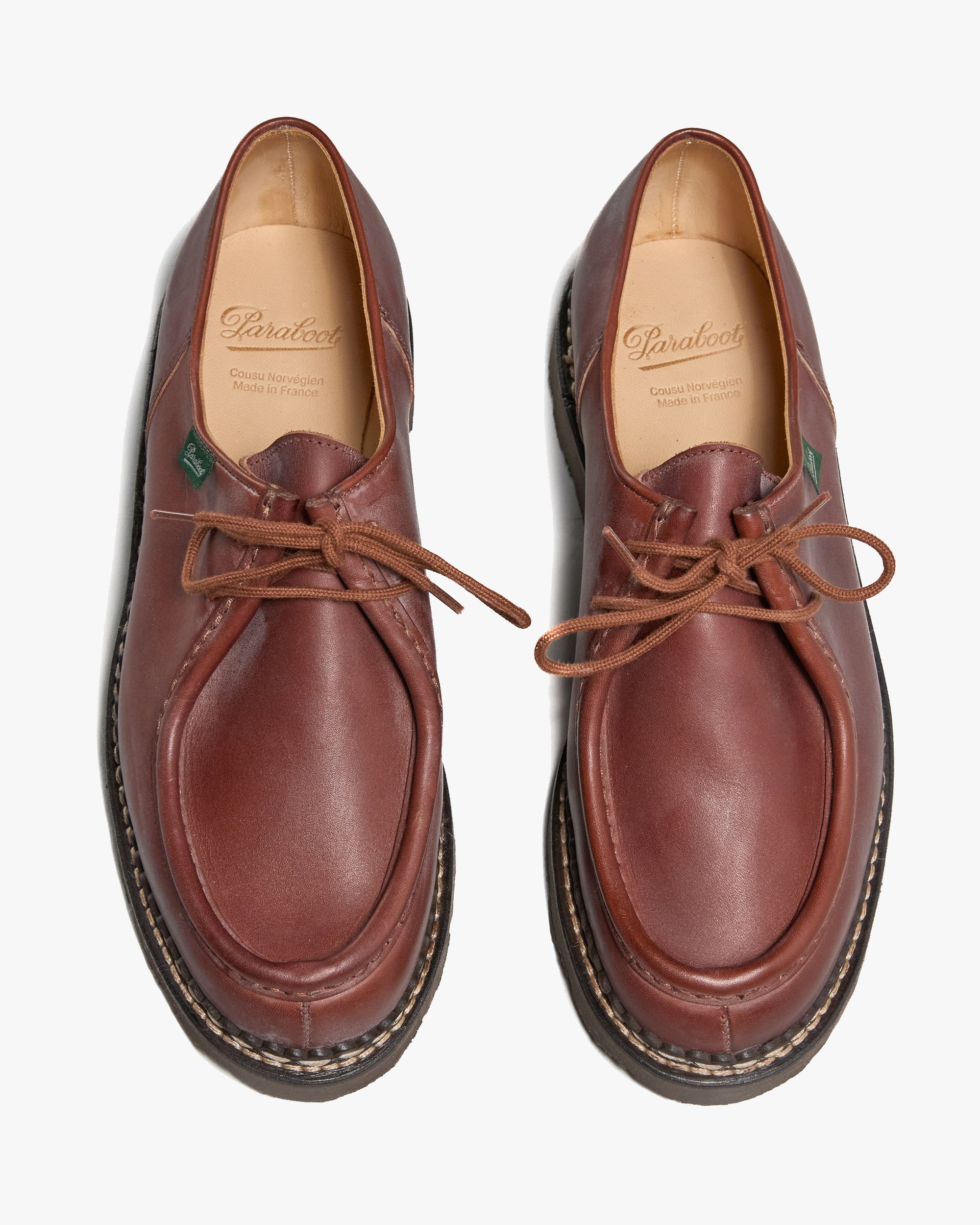 Paraboot Michael Piped Seam Derby Shoe - Lisse Marron / Marche Marron ...