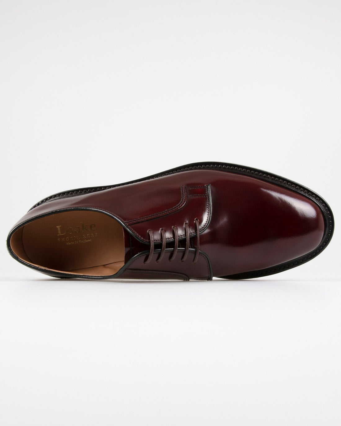 Loake 771T Polished Plain Derby Shoe - Burgundy | JEANSTORE