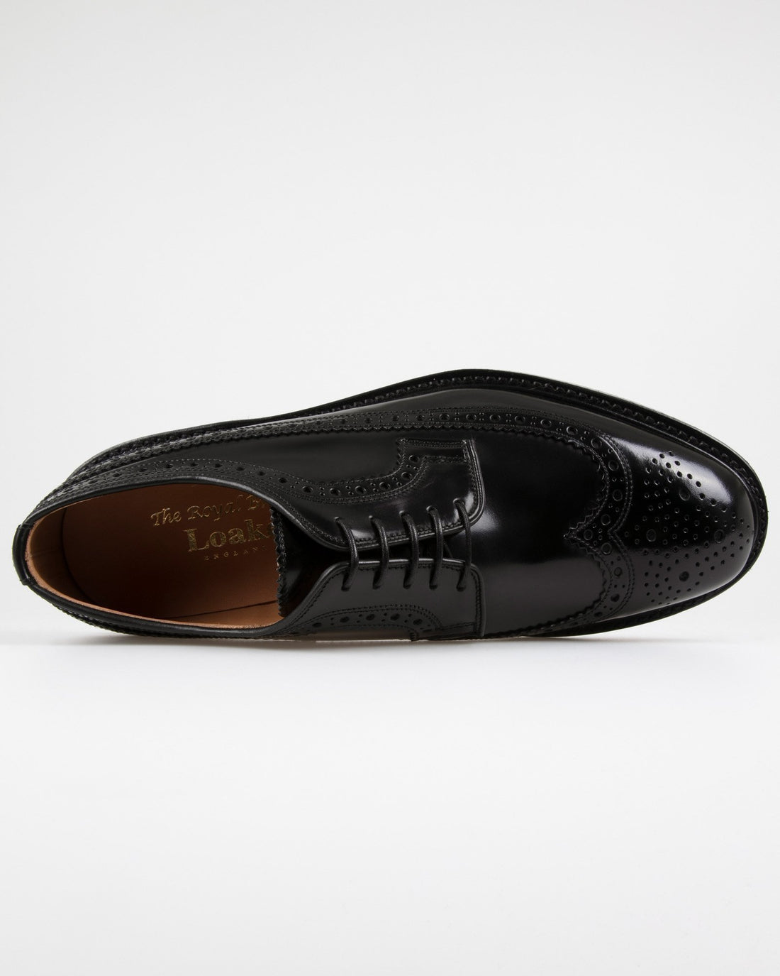 Loake Royal Polished Long Wing Brogue - Black | JEANSTORE